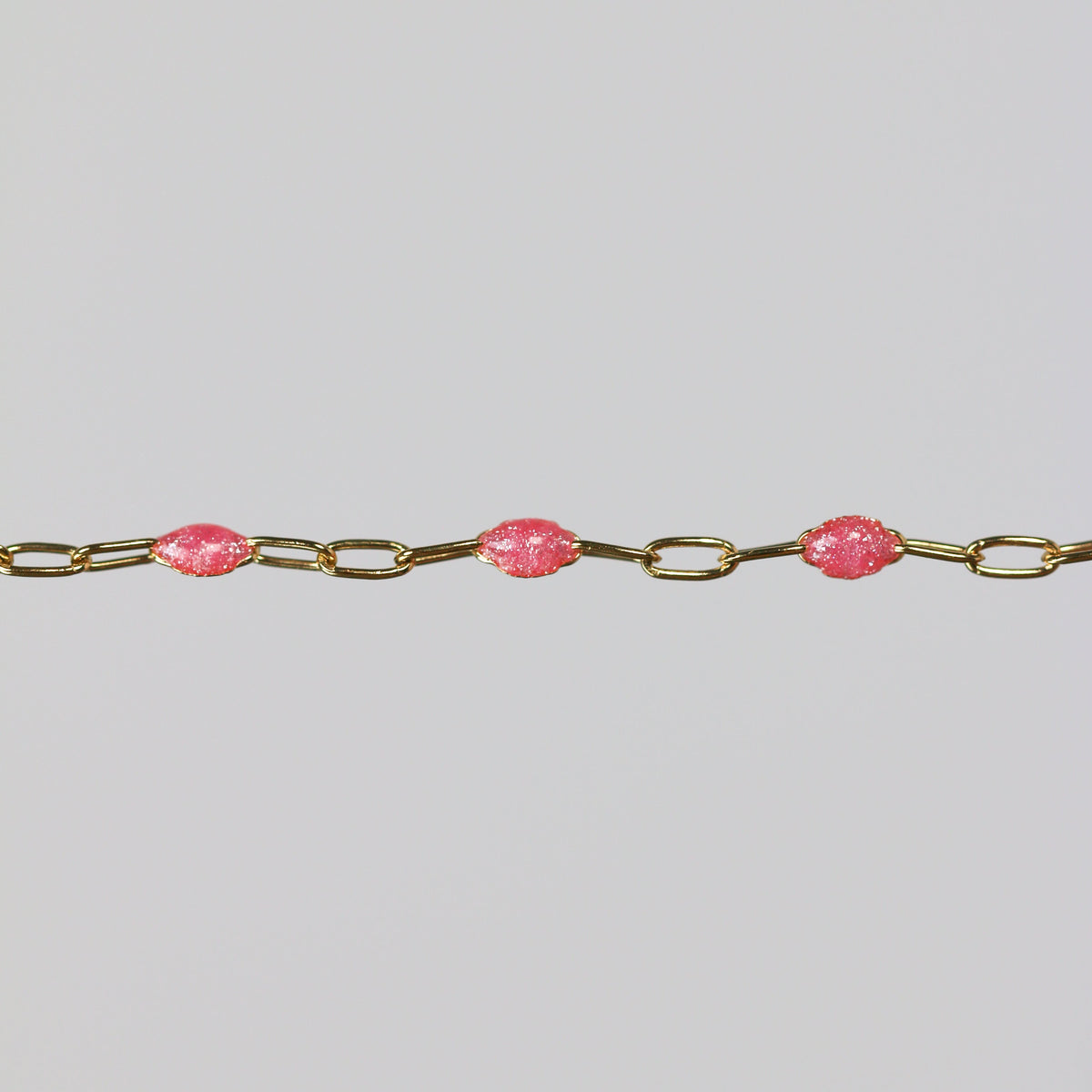 Lavinia Permanent Jewelry Chain, Pink Enamel Design, Cable Links, Avai ...