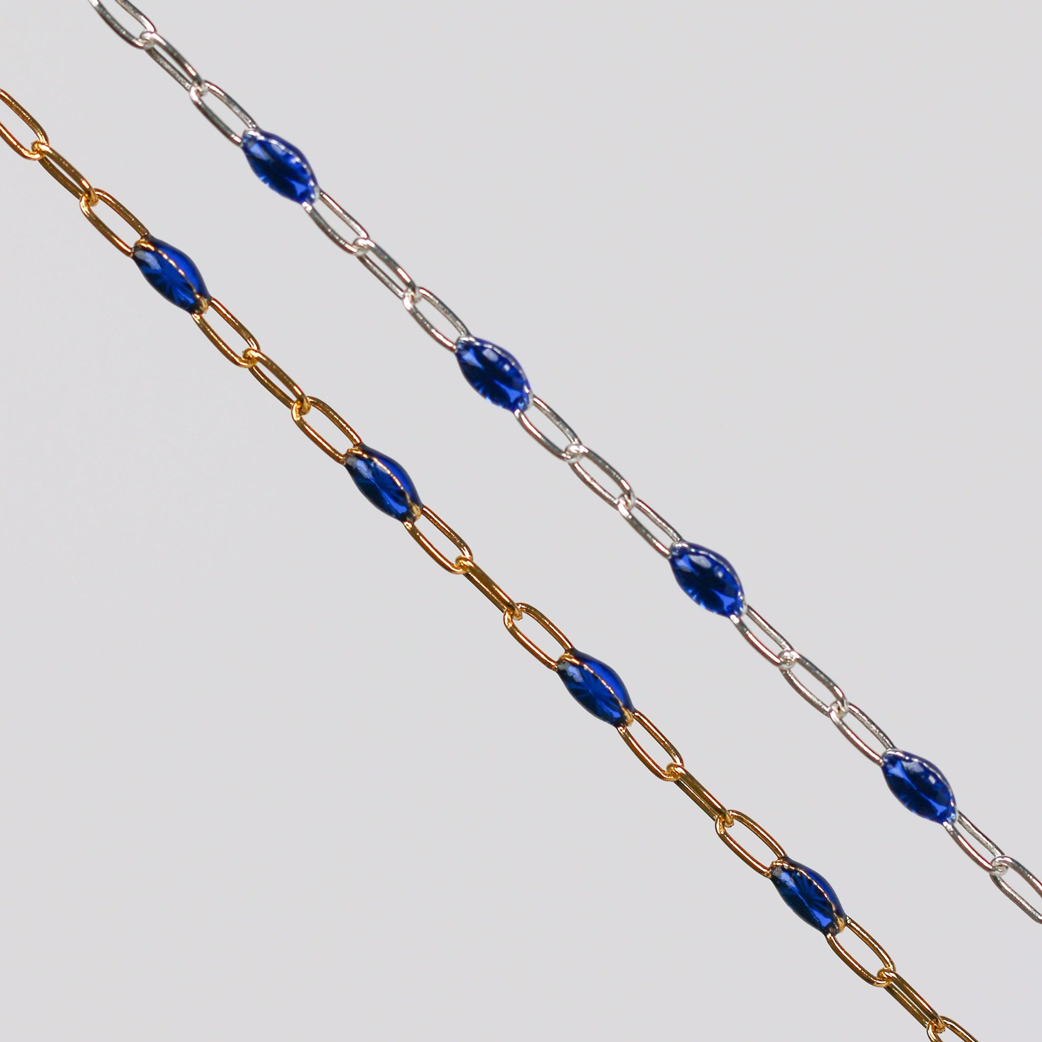 Fabiana Permanent Jewelry Chain, Blue Enamel Design, Cable Links, Avai ...